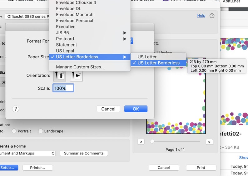 Printable Festive Confetti Borders Background Computer Paper Design for ...