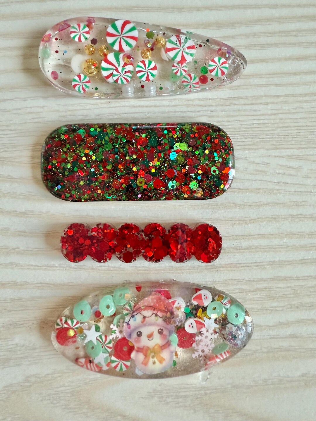 Snowman Sweets Resin Barrettes Set of 4 - Etsy