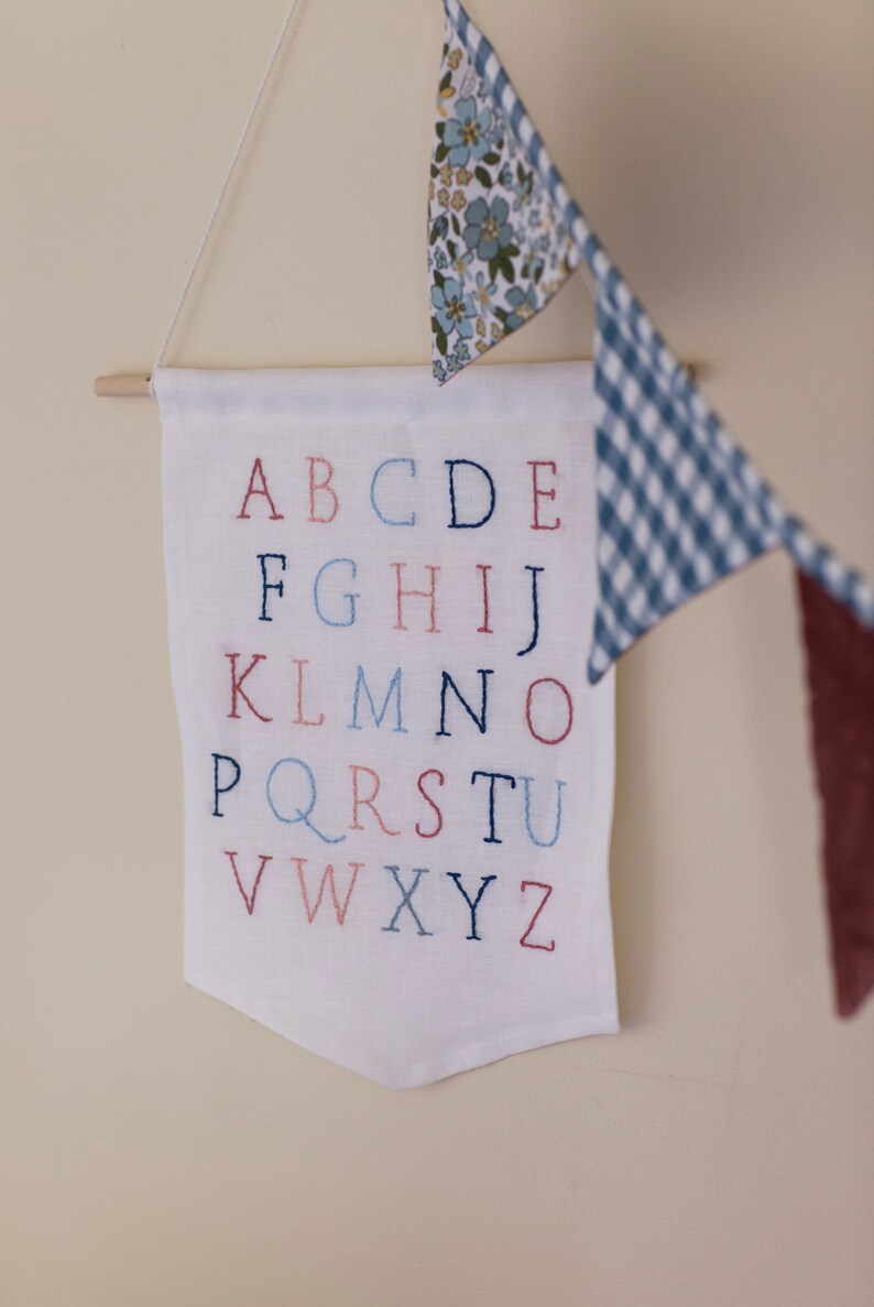 Hand Embroidered Alphabet Pennant - Etsy
