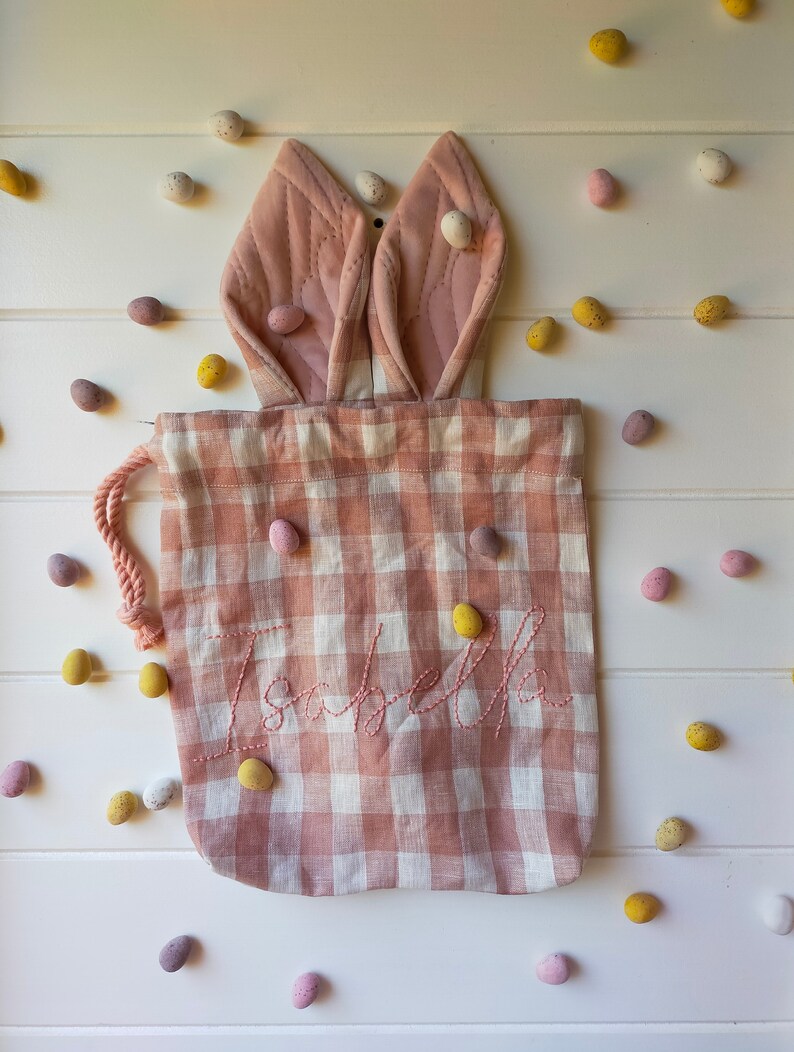 Handmade Linen Easter Bunny Bag Pink - Etsy