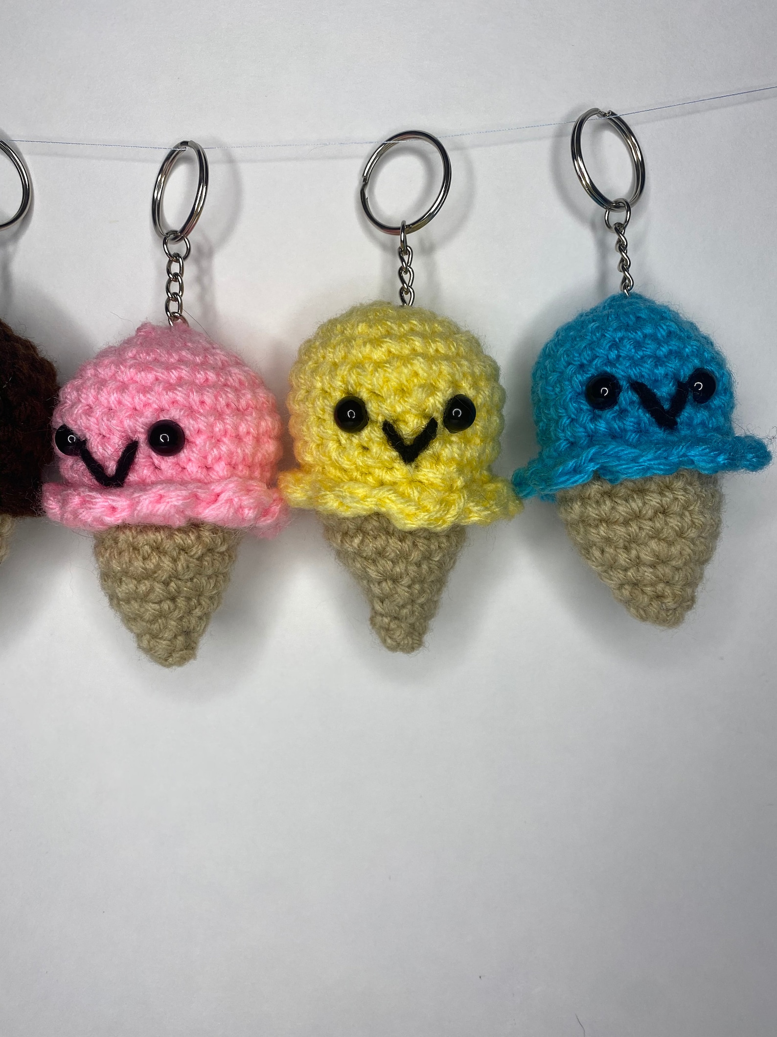 Crocheted Ice Cream Keychain - Etsy