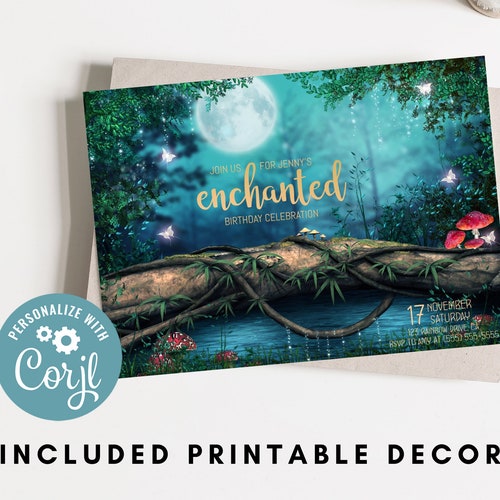 Enchanted Forest Editable Birthday Party Invitation Printable - Etsy