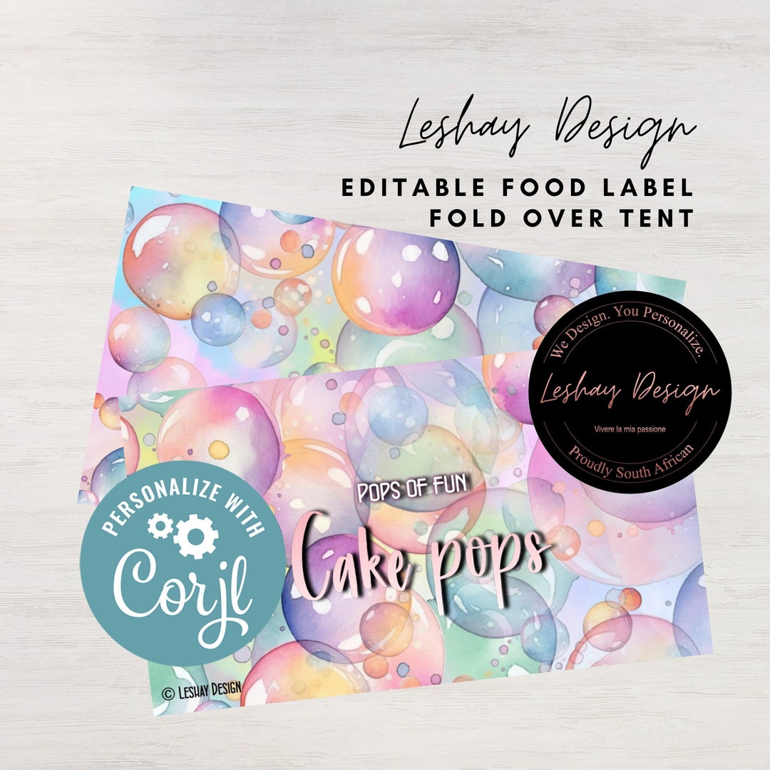 Editable Bubble Food Tent Card Birthday Food Name Card Pop - Etsy