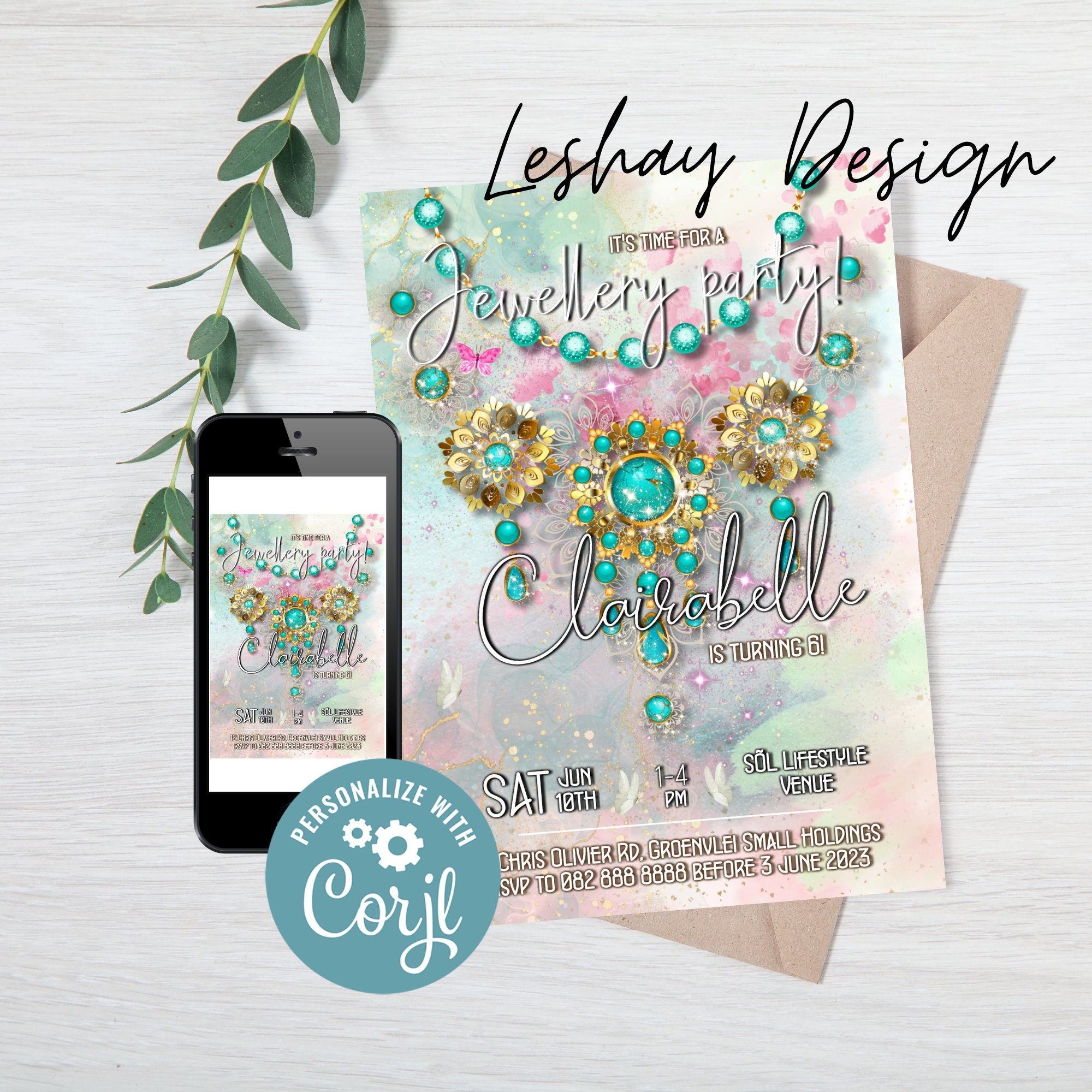 Jewellery Making Birthday Invitation INSTANT DOWNLOAD Any Age Corjl ...