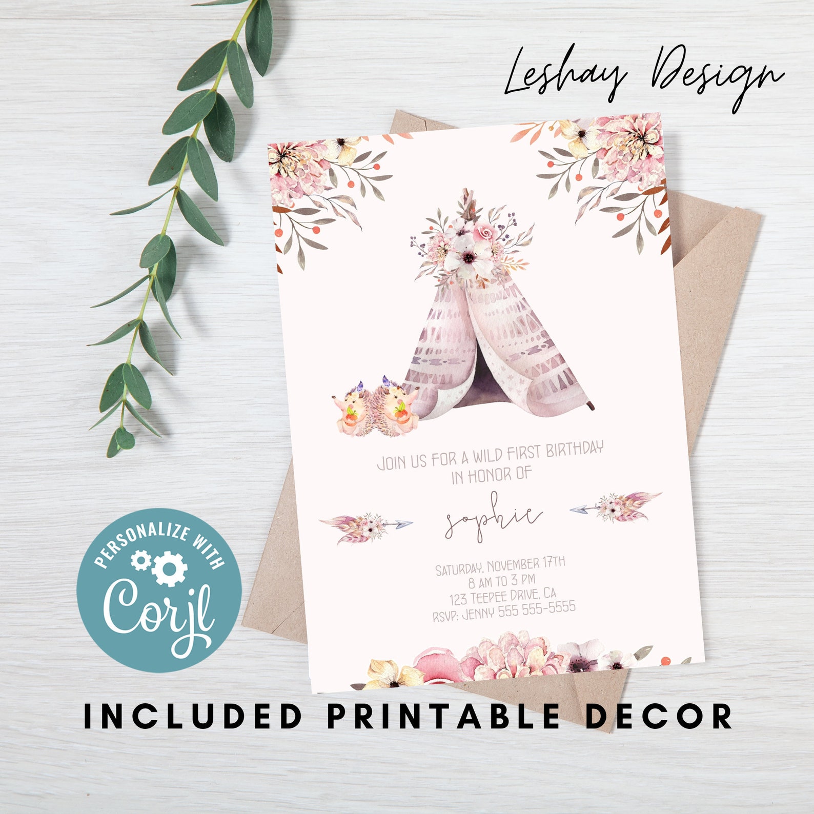 Glamping Birthday Invitation INSTANT DOWNLOAD, Slumber Party Invitation ...