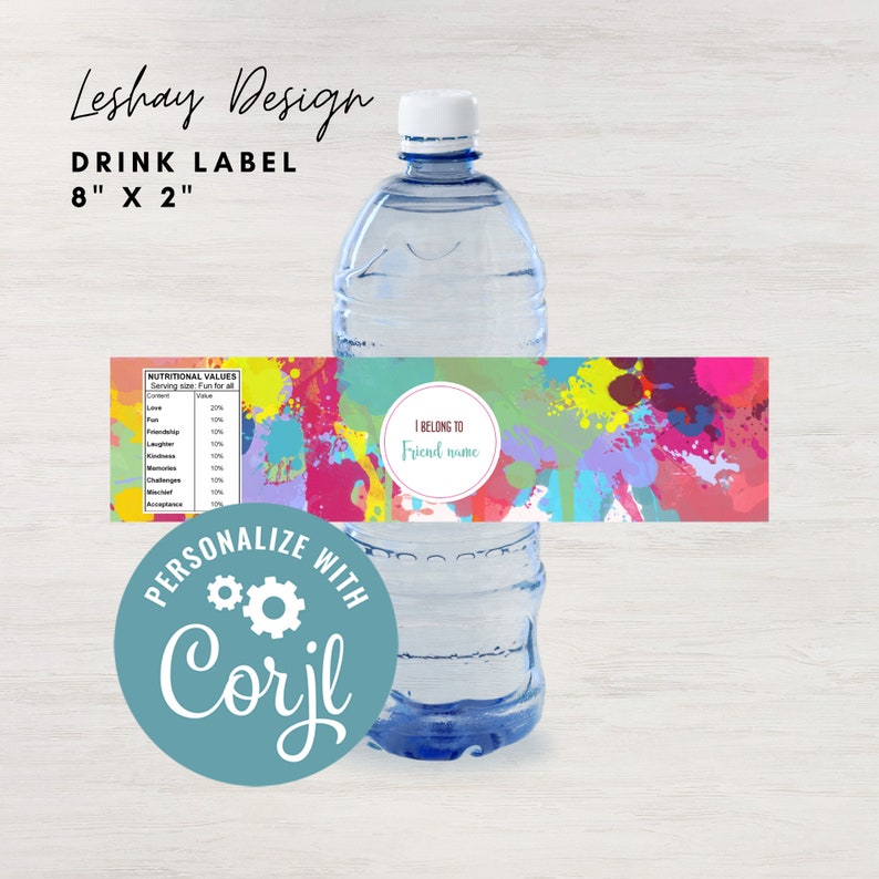 Editable Art Party Water Bottle Label Birthday Party Decorations ...