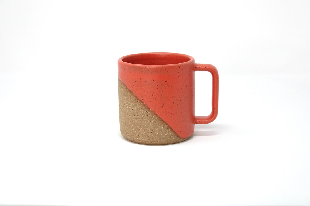 Classic Angle Mug - Coral, Handmade, Wheel Thrown, Food Safe Glazes ...