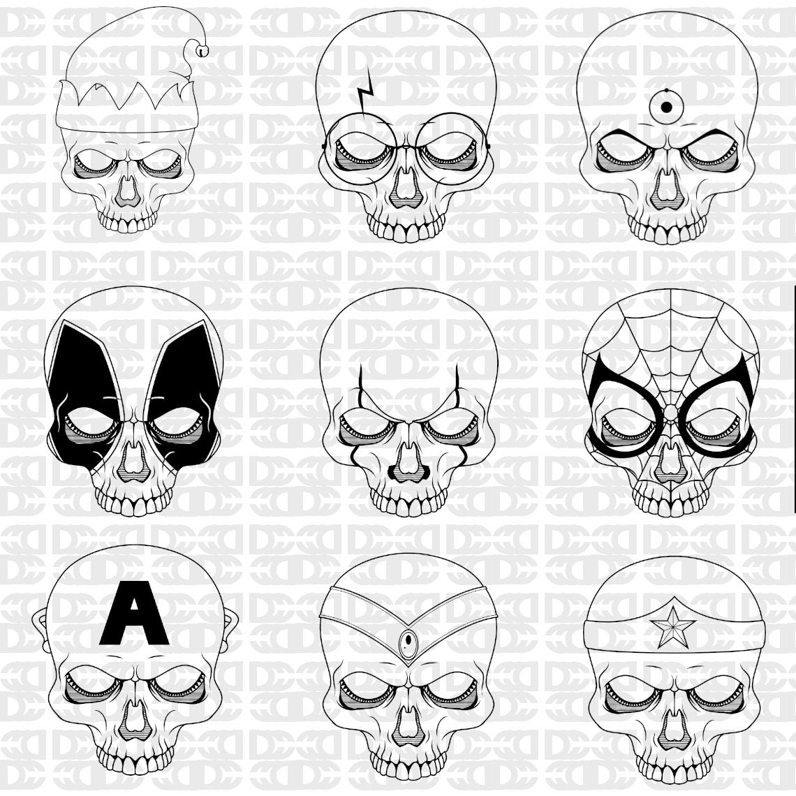 Mega Skull SVG Pack 27 Handmade Superhero Horror Anime - Etsy