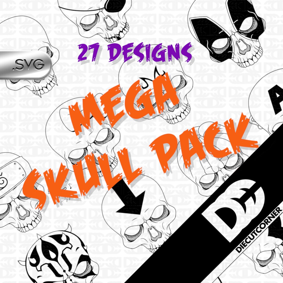 Mega Skull SVG Pack 27 Handmade Superhero, Horror, Anime, Pirate and ...