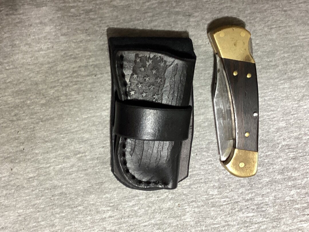 Custom Leather Pocket Knife Case Sheath Handmade Buck 112 Buscadero - Etsy