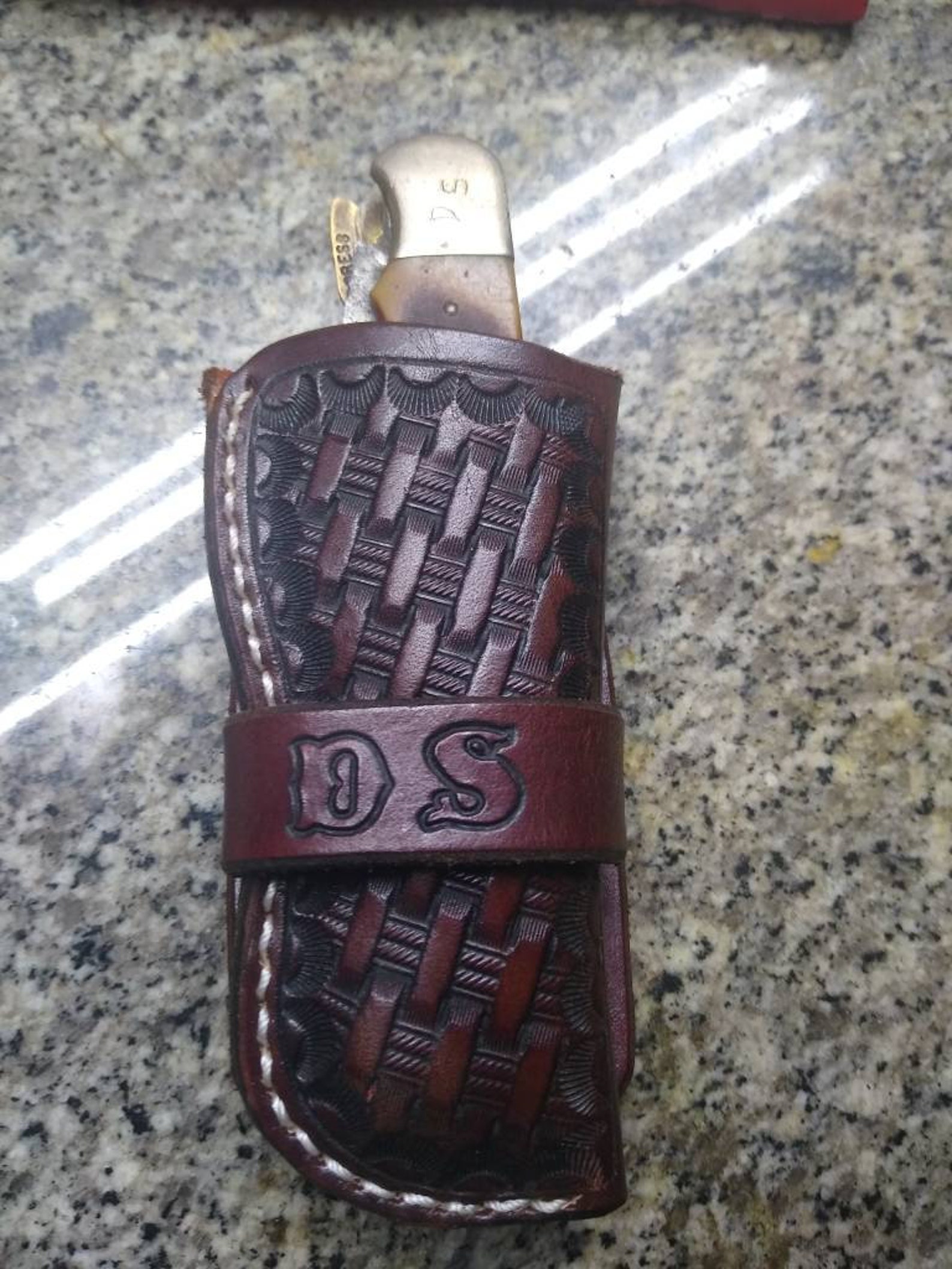 Personalized Custom Leather Belt Pocket Knife Pancake Sheath - Etsy