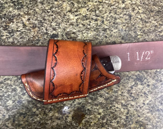 Leather Folding Knife Sheath Horizontal Trapper Size (sheath Only) Left ...
