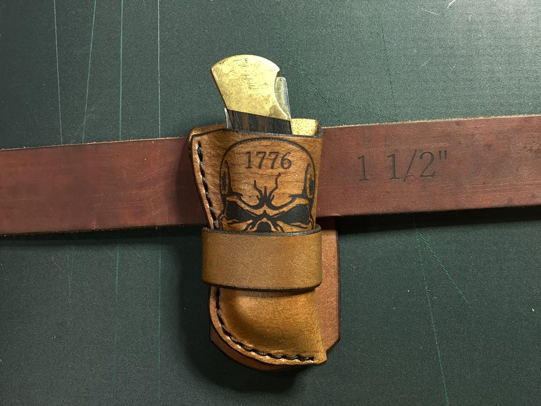 Custom Leather Pocket Knife Case Sheath Handmade Buck 112 Buscadero ...