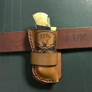 Custom Leather Pocket Knife Case Sheath Handmade Buck 112 Buscadero ...