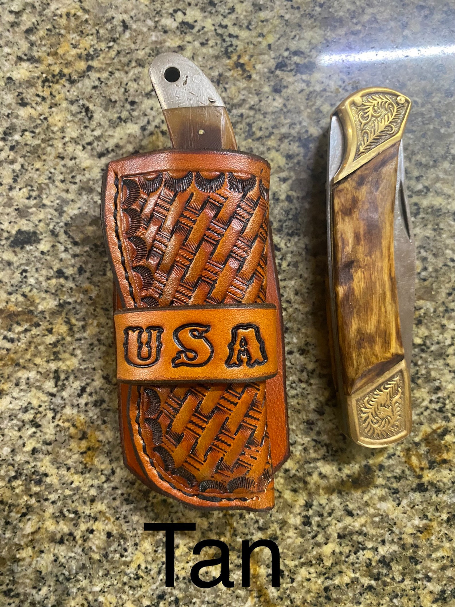 Personalized Custom Leather Belt Pocket Knife Pancake Sheath - Etsy
