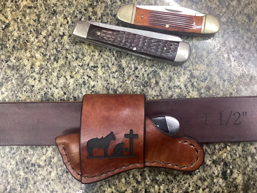 Leather Folding Knife Sheath Horizontal for Mini Trapper Size (sheath ...