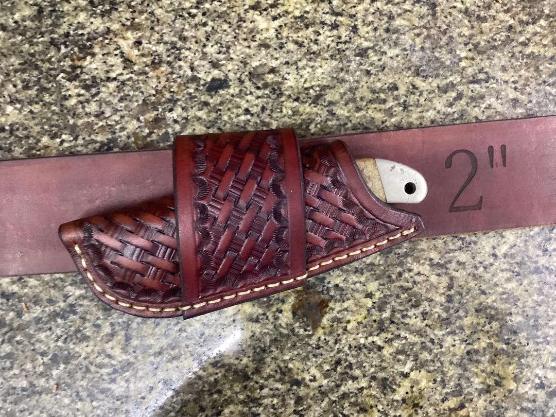 Custom Leather Folding Knife Sheath, Horizontal Carry, (sheath Only) - Etsy