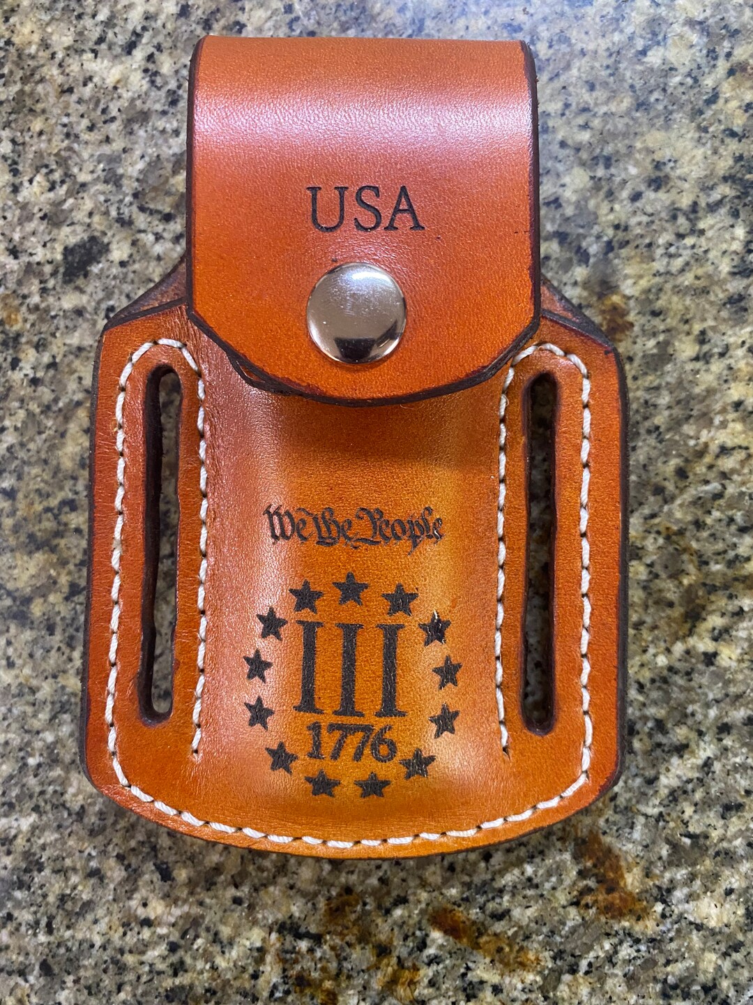 Personalized Custom Leather Pocket Knife Pancake Sheath Handmade Buck ...