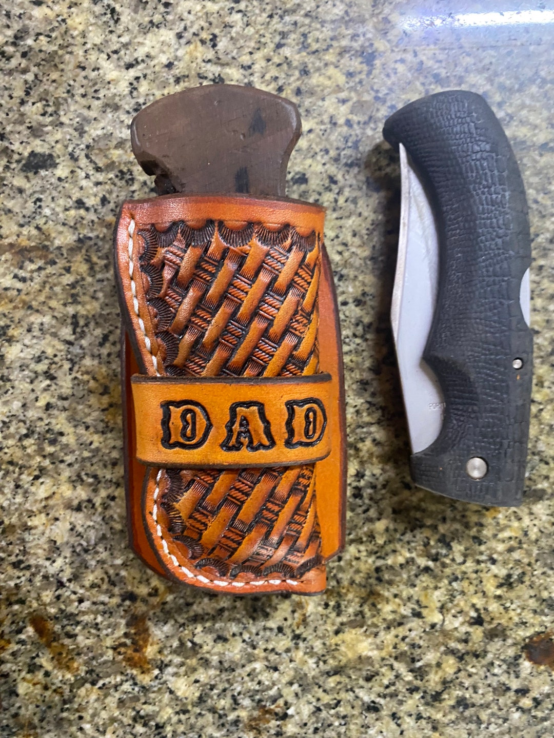 Personalized Custom Leather Belt Pocket Knife Sheath Handmade Gerber ...