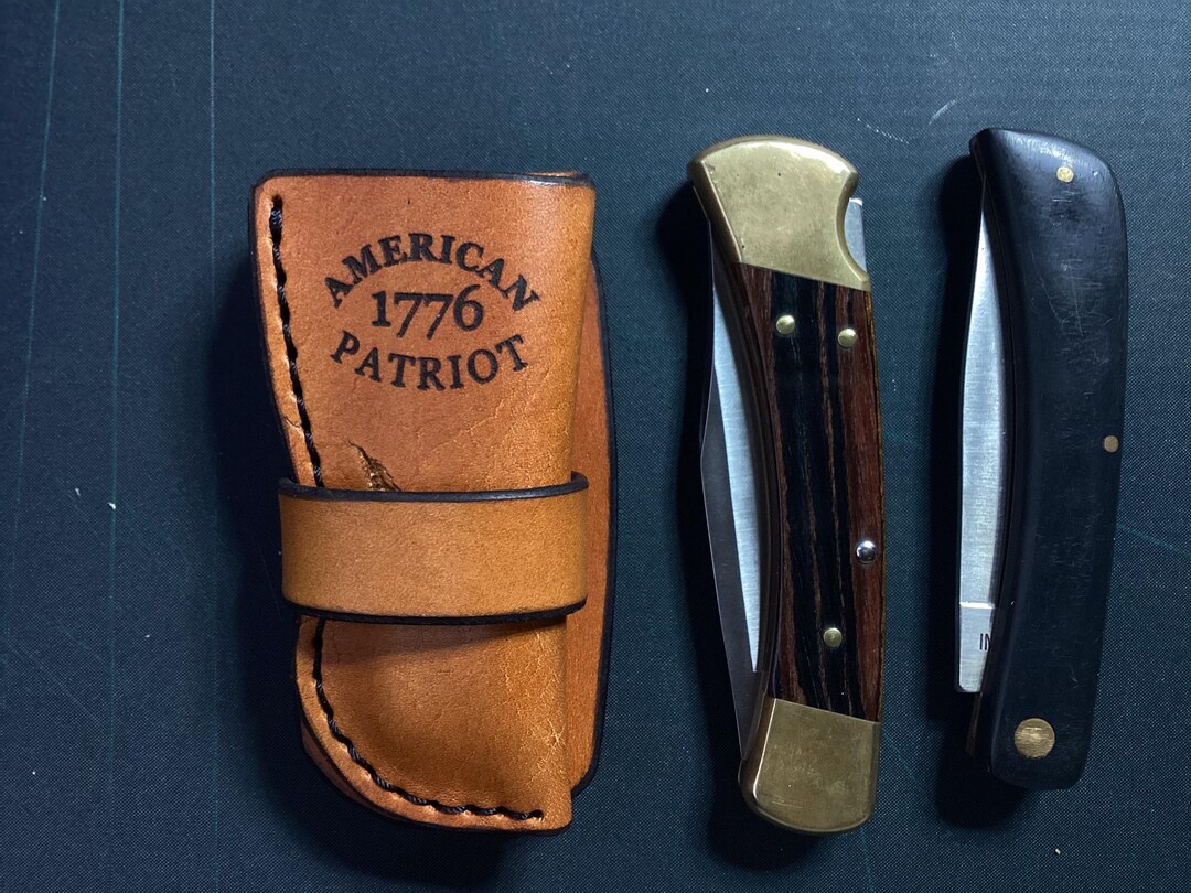 Custom Leather Pocket Knife Case Sheath Handmade Buck 110 Buscadero - Etsy