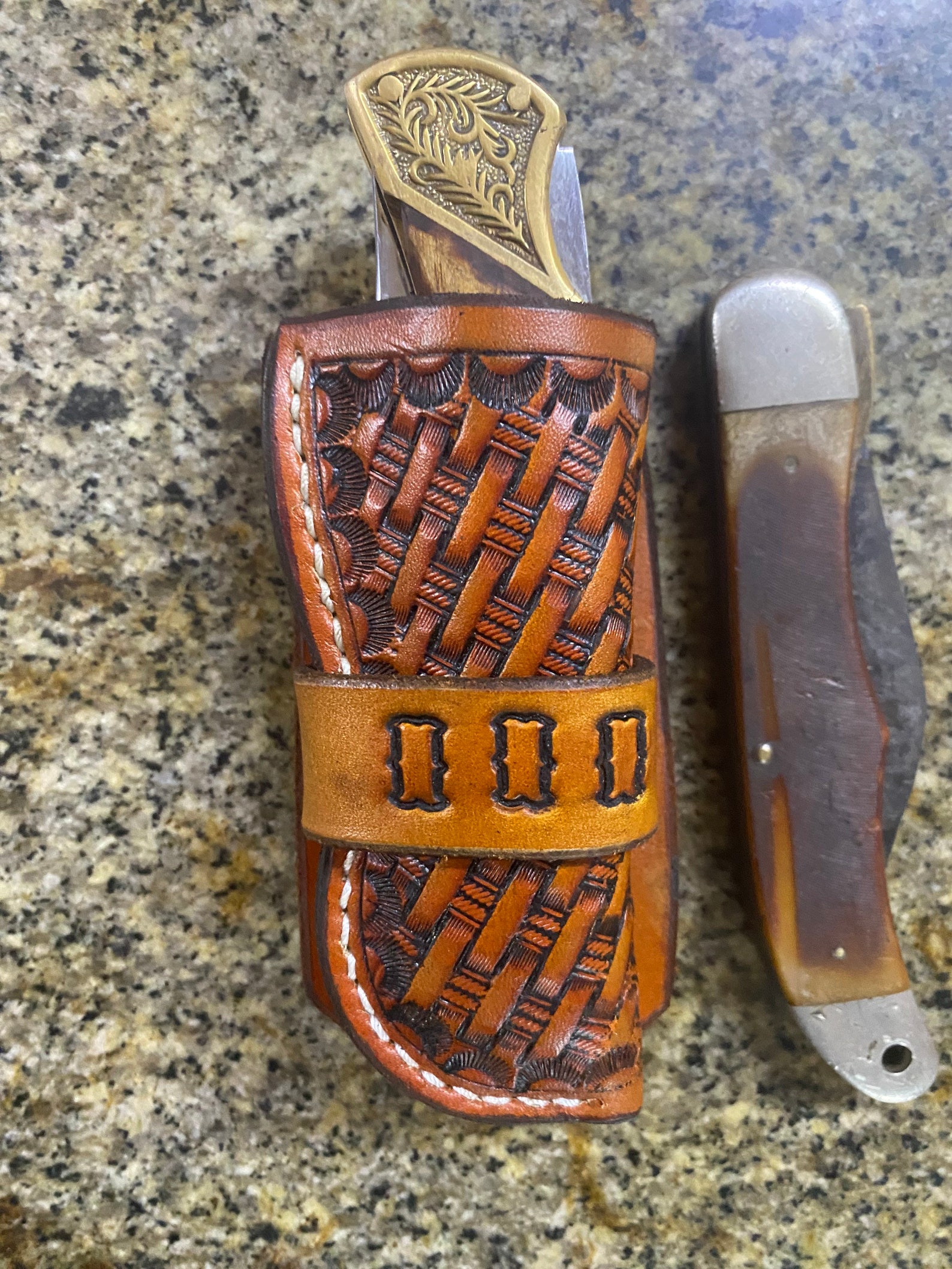 Personalized Custom Leather Belt Pocket Knife Pancake Sheath - Etsy