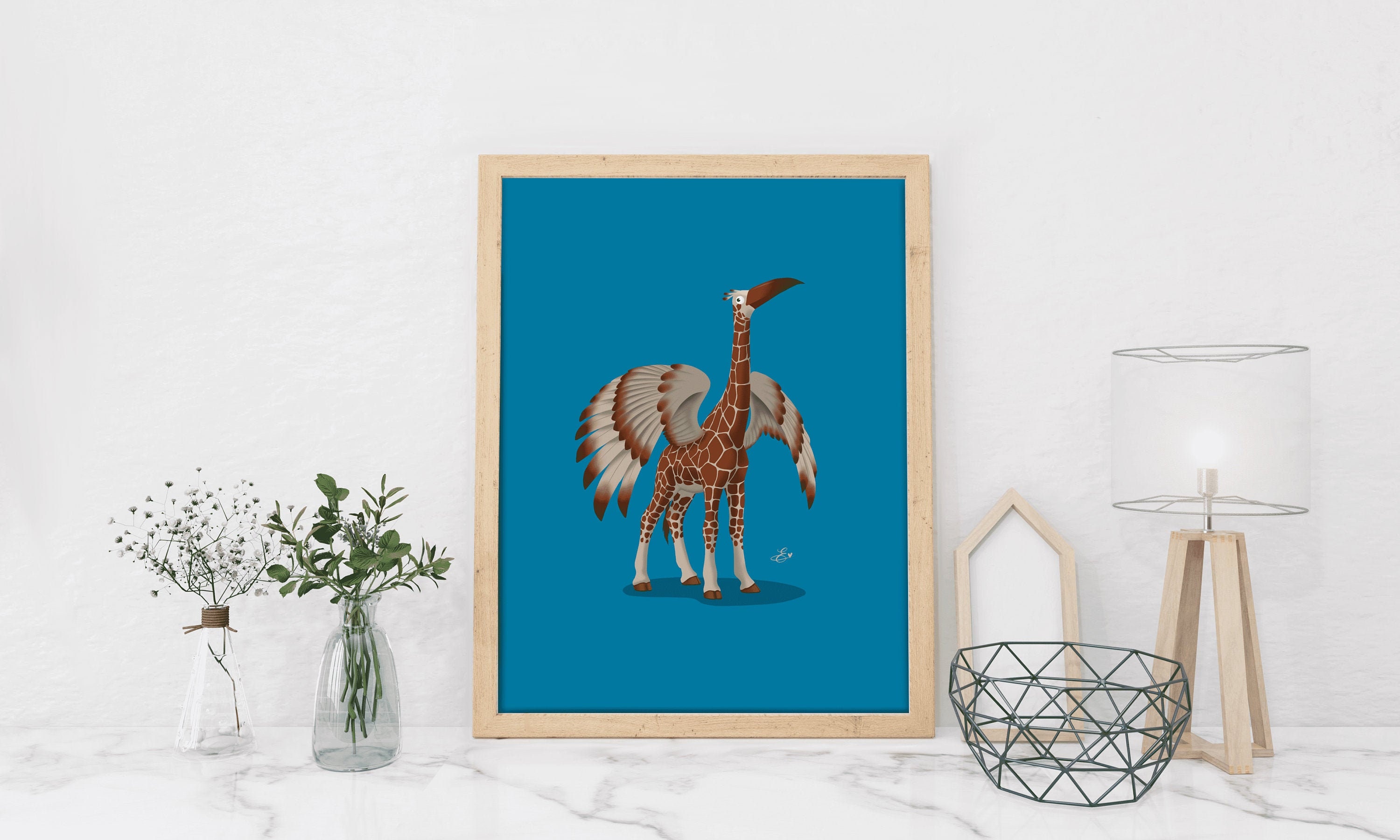 Illustration - Flying Giraffe - Etsy