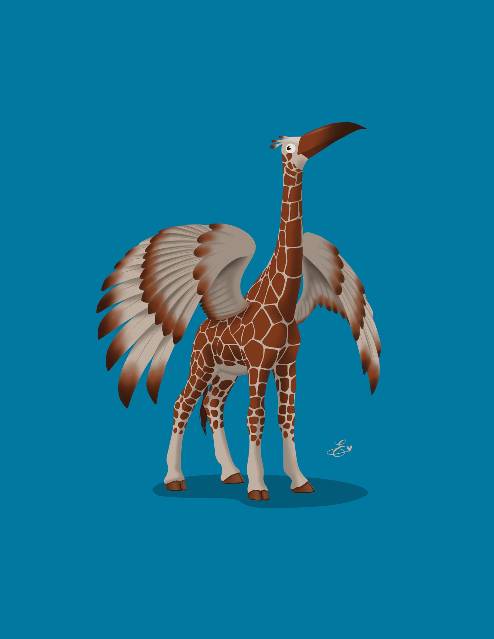 Illustration - Flying Giraffe - Etsy