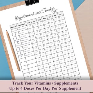 Printable Supplement and Vitamin Tracker | Weekly Medicine Log ...
