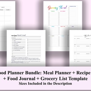 Printable Food Log + Grocery List Template + Meal Planner + Editable ...