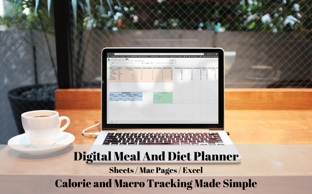 Digital Meal Planner | Food Journal and Menu Planner | Sheets + Pages ...