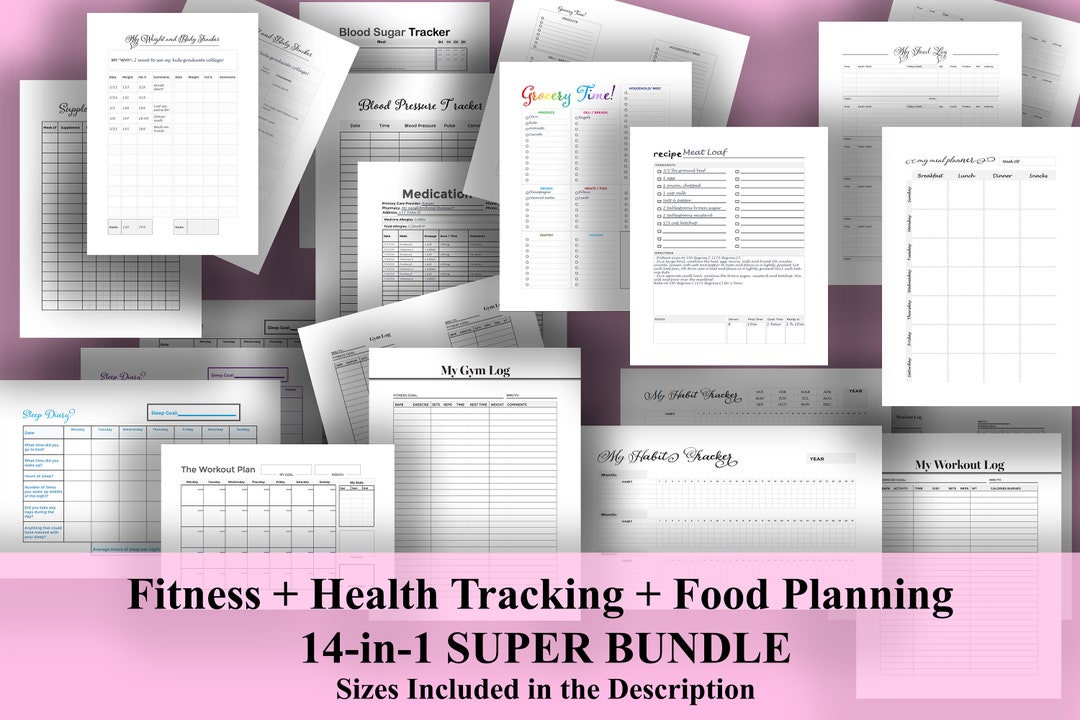 Printable Fitness Bundle | Meal Planning + Fitness Habit Building ...