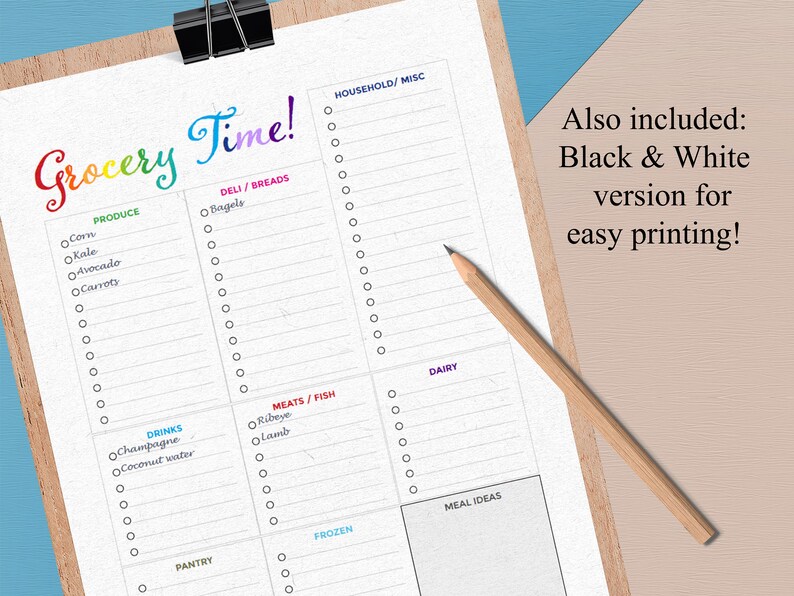 Printable Food Log + Grocery List Template + Meal Planner + Editable ...