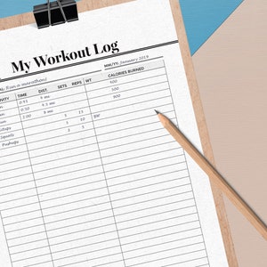 Workout Log - Printable Fitness Tracker | Planner for Cardio - Etsy