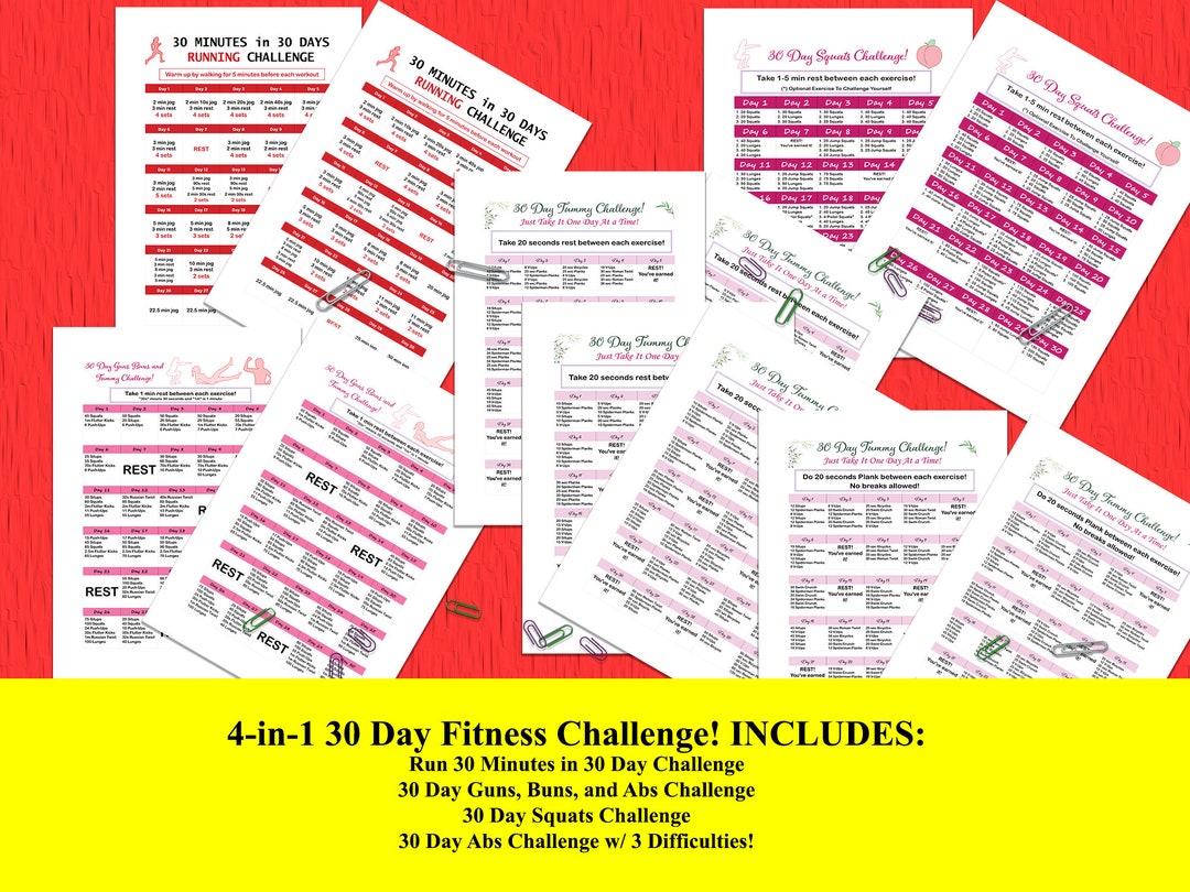 Fitness Challenge Bundle | 30 Day Guns & Buns + 30-day Abs Challenge ...