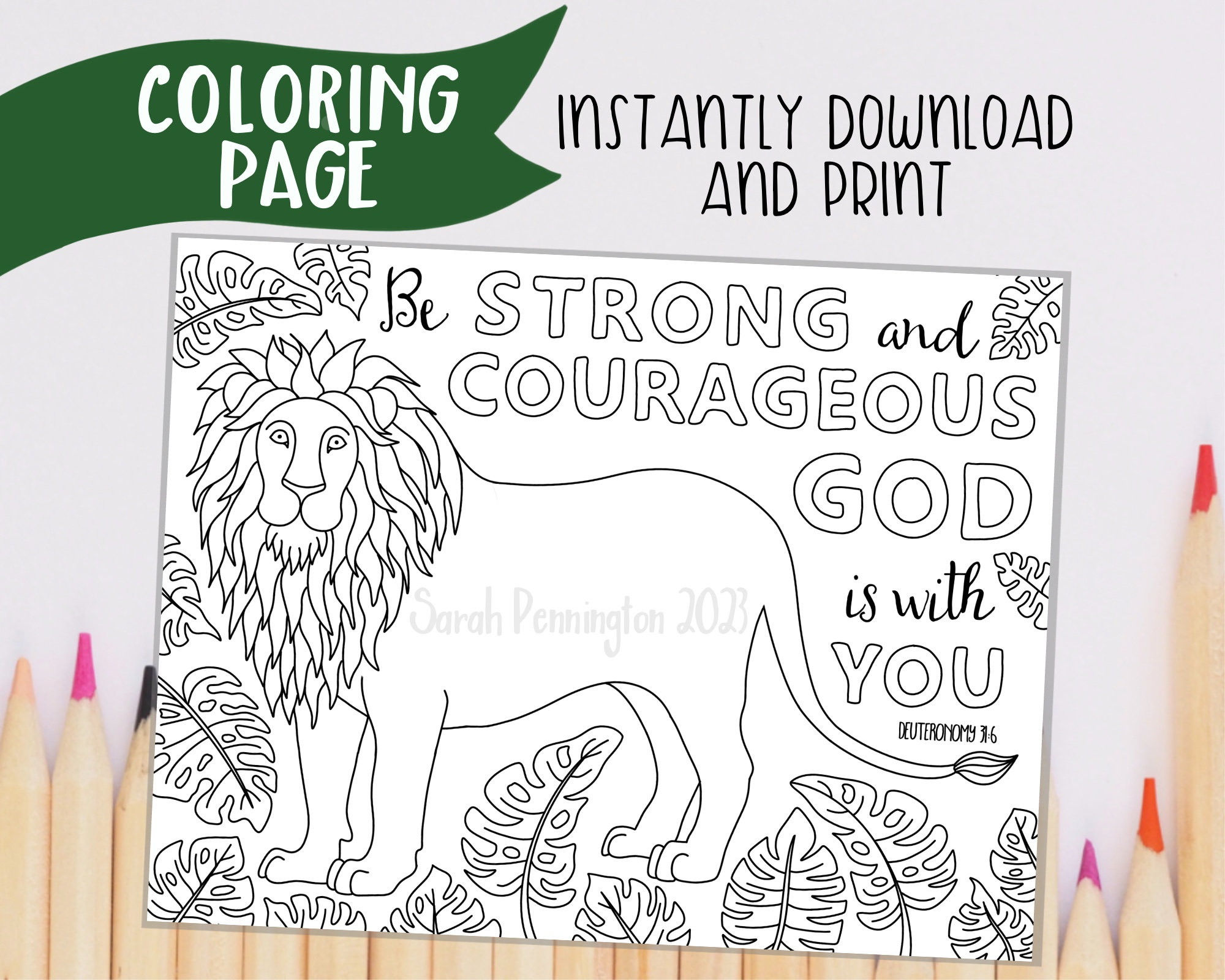 Be Strong And Courageous Printable Instant Download Christian