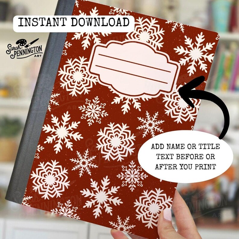 Snowflake Notebook Cover Decal – Printable Winter Composition Sticker ...