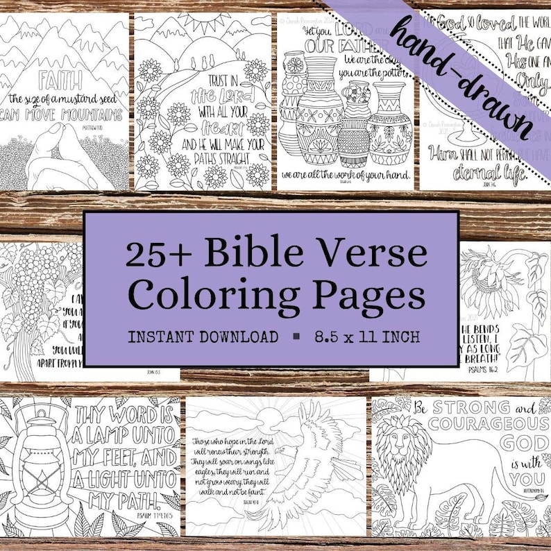 Bible Verse Coloring Pages Bundle: Christian Art, Scripture (digital ...