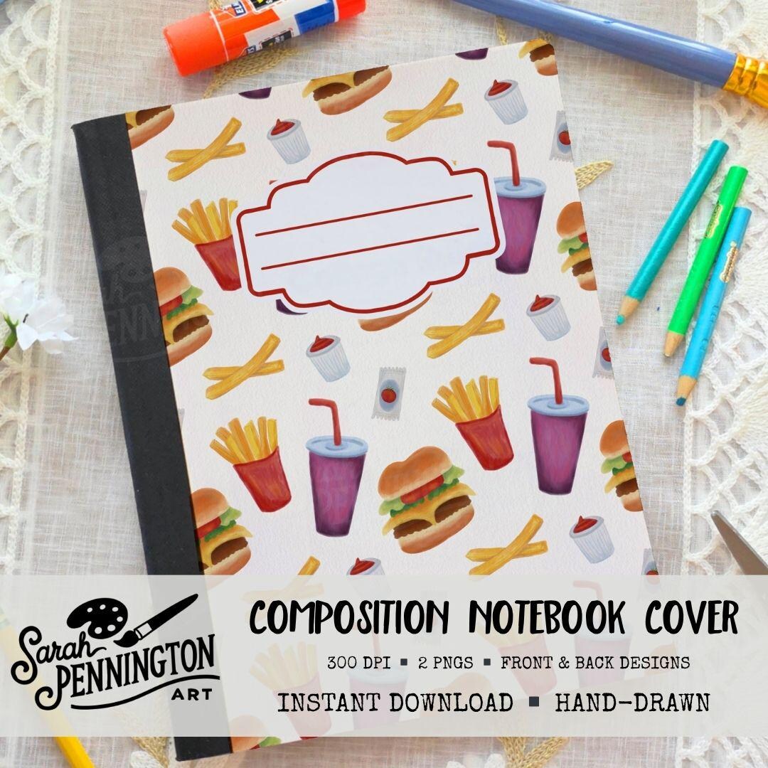 Watercolor Fast Food Notebook Cover Decal – Burger, Fries & Soda ...