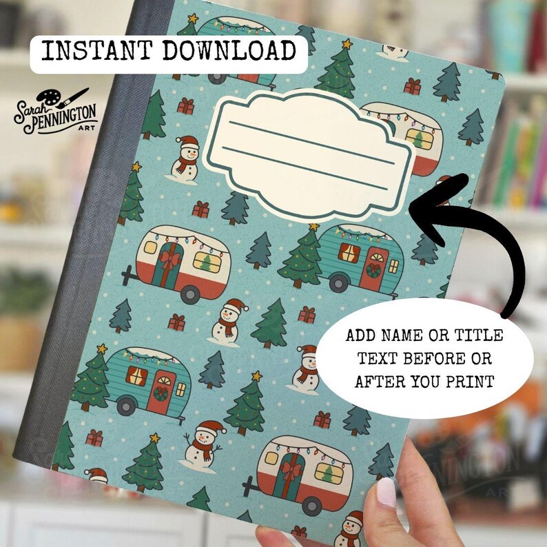 Christmas Camper Notebook Cover – Holiday Sticker Wrap for Composition ...