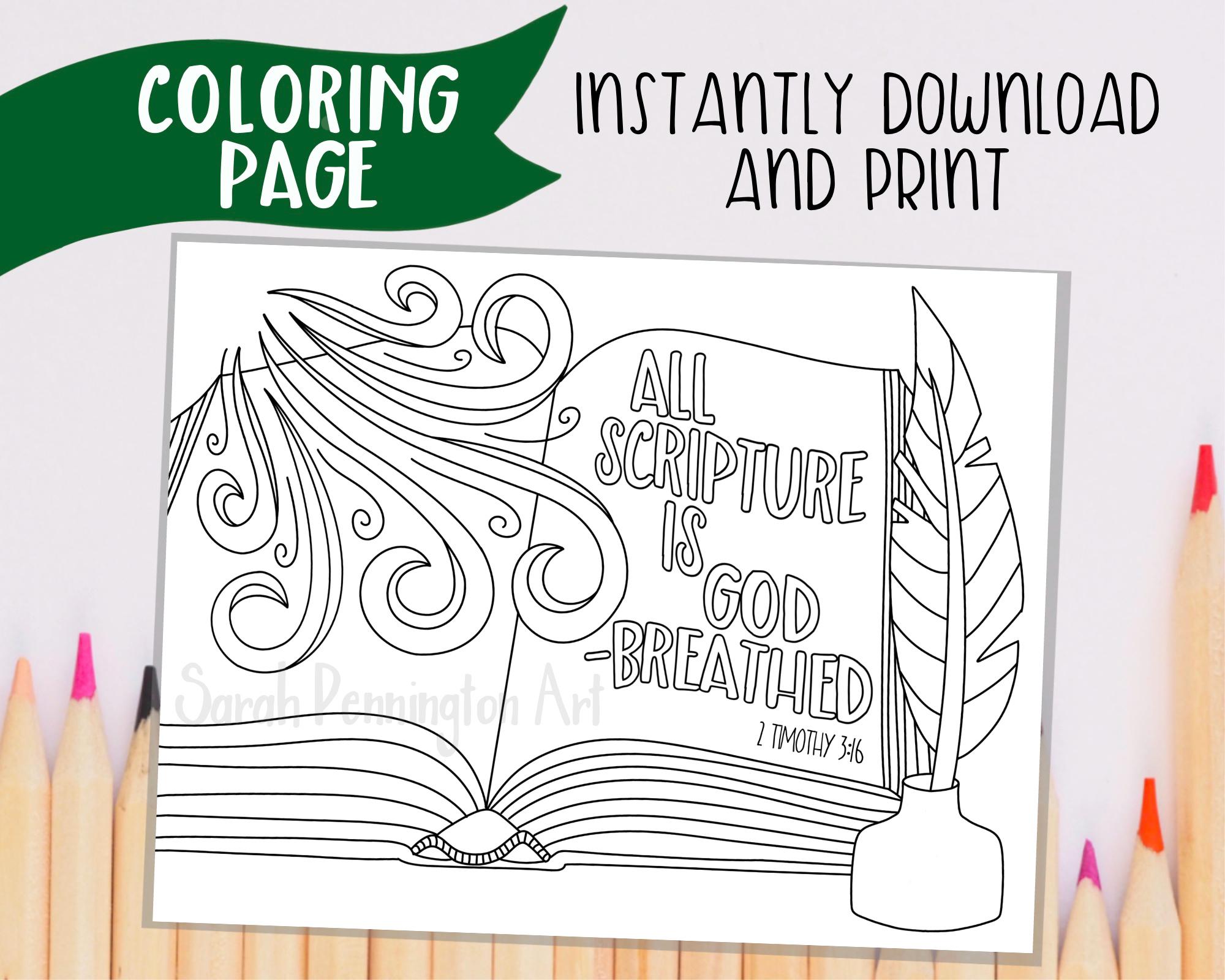All Scripture is God Breathed Coloring Page: Christian Art (digital ...
