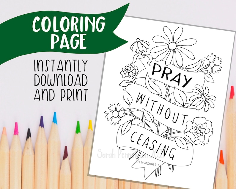 Pray Without Ceasing - Bible Verse Printable Coloring Page - Christian ...