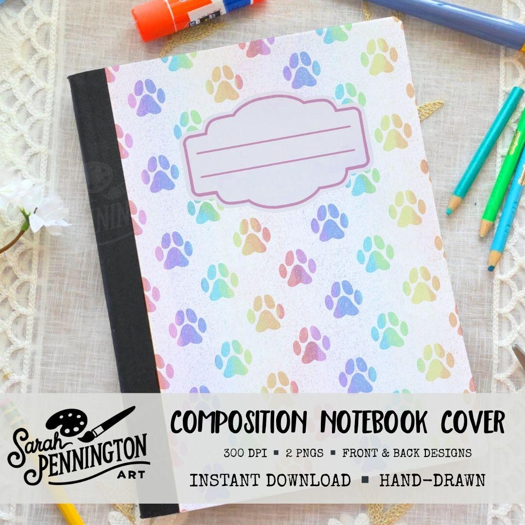 Rainbow Paw Print Notebook Cover Decal – Colorful Composition Book ...