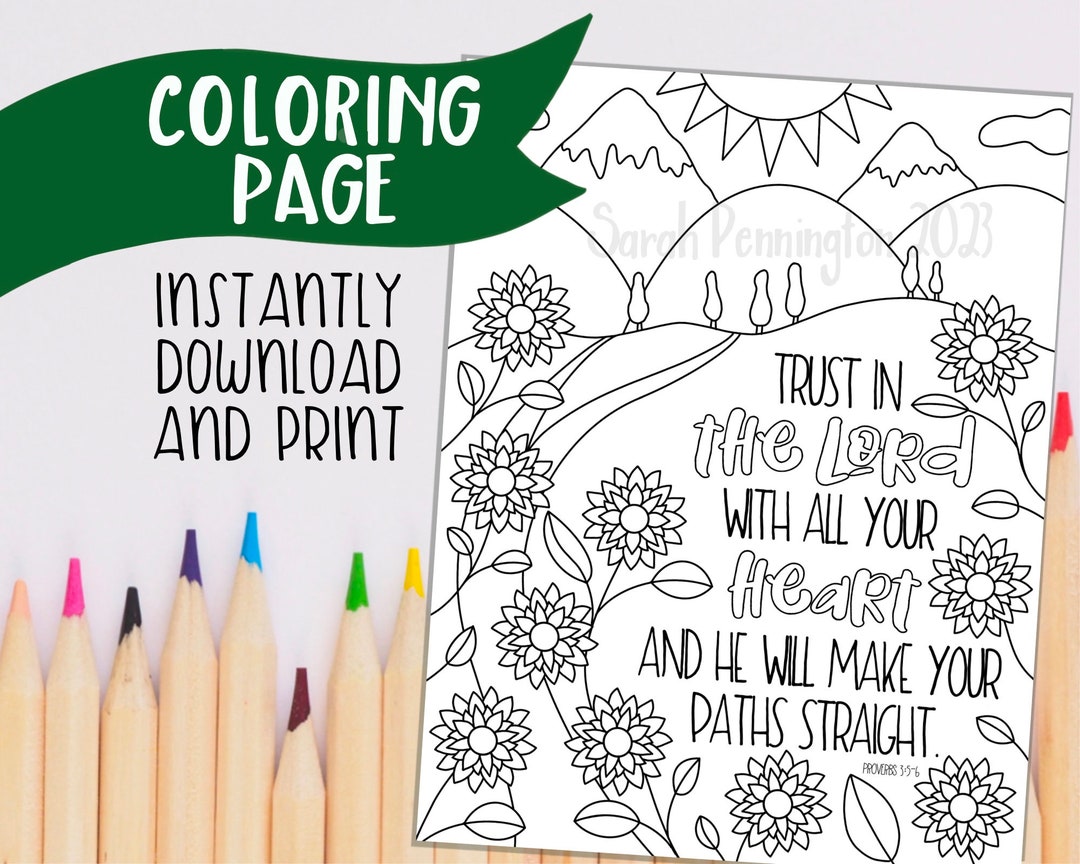 Trust in the Lord Coloring Page: Printable Sheet (instant Download JPG ...