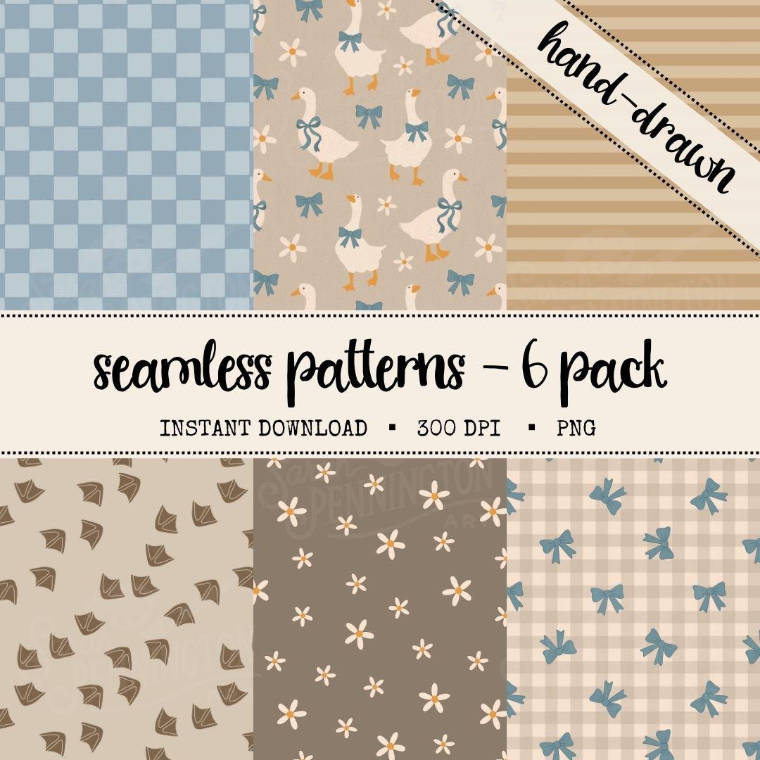 Coquette Geese Seamless Patterns Matching Cutesy Farm Theme Repeating ...