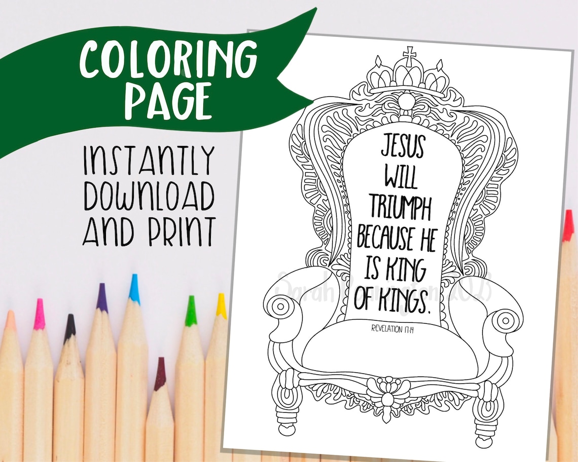 King of Kings Coloring Page: (printable Digital Download) Print at Home ...