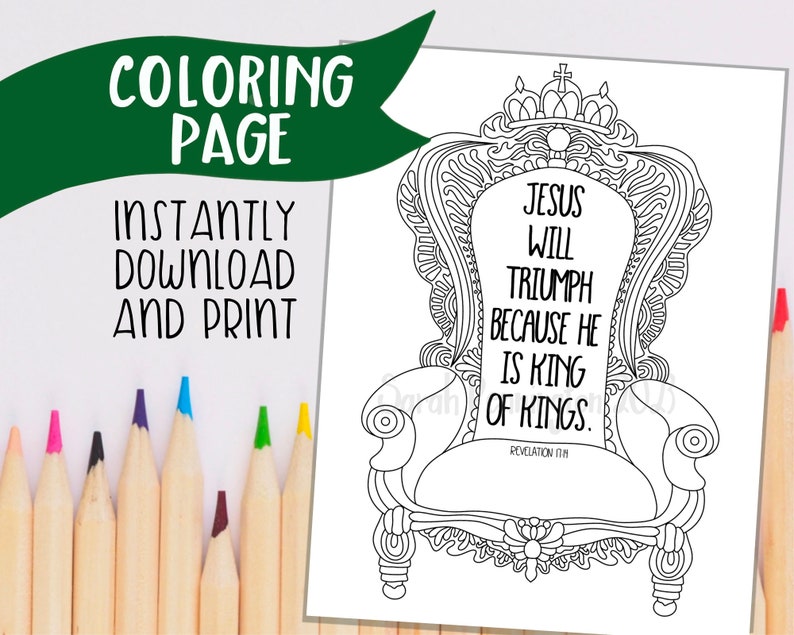 King of Kings Coloring Page: (printable Digital Download) Print at Home ...