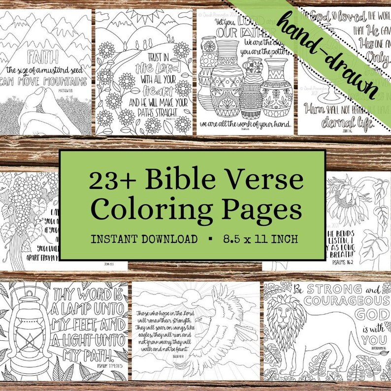 Bible Verse Coloring Pages Bundle: Christian Art, Scripture (digital ...