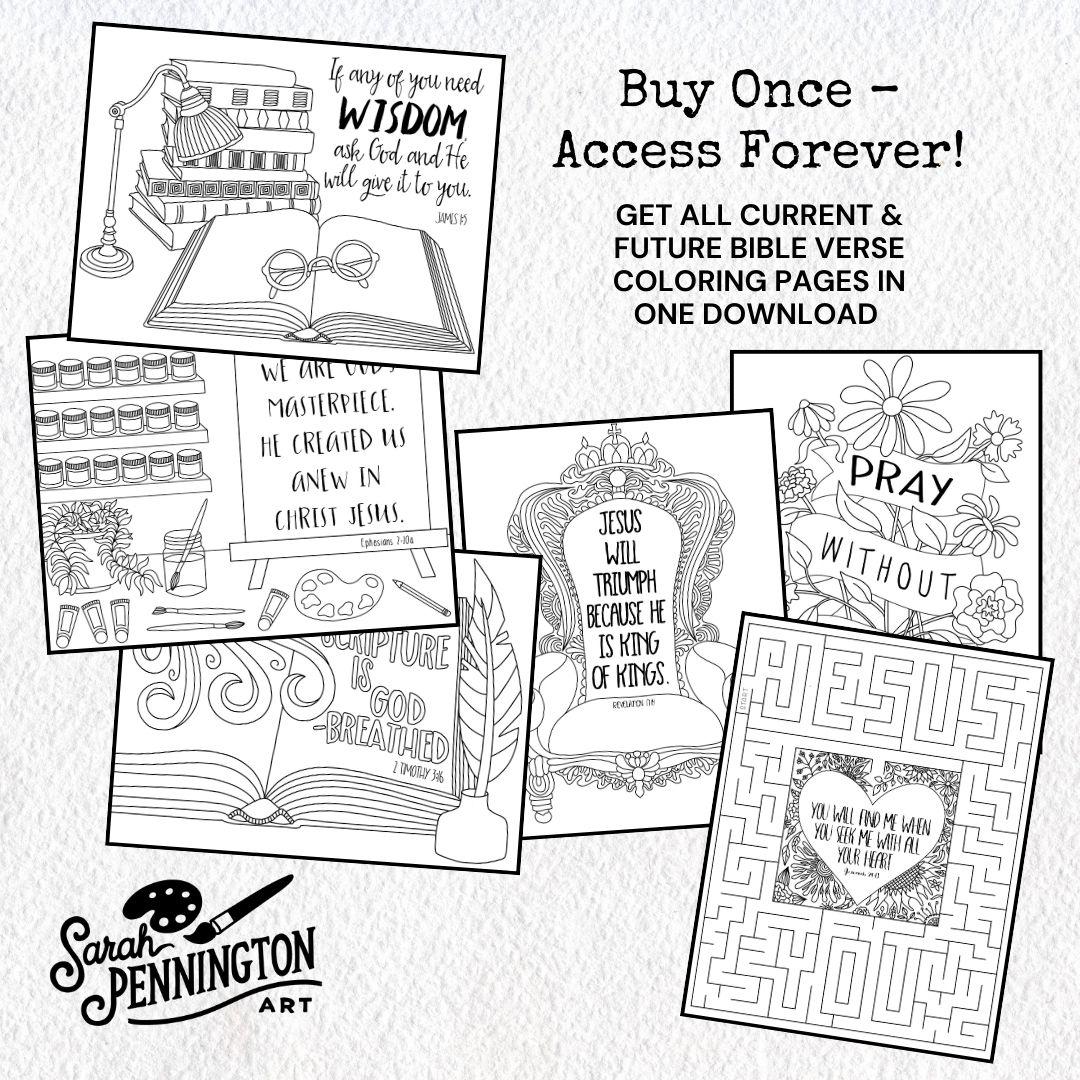 Bible Verse Coloring Pages Bundle: Christian Art, Scripture (digital ...