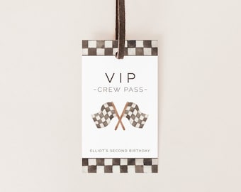 VIP Crew Pass, Editable Template, Two Fast Vintage Race Car Party, Two ...