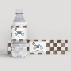 Blue Dirt Bike Water Bottle Labels Editable Template Two - Etsy